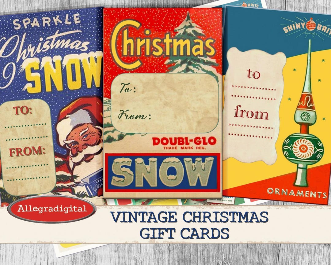 Retro Christmas Tree Tags Printable Gift Tags Hang Tags Journaling ...