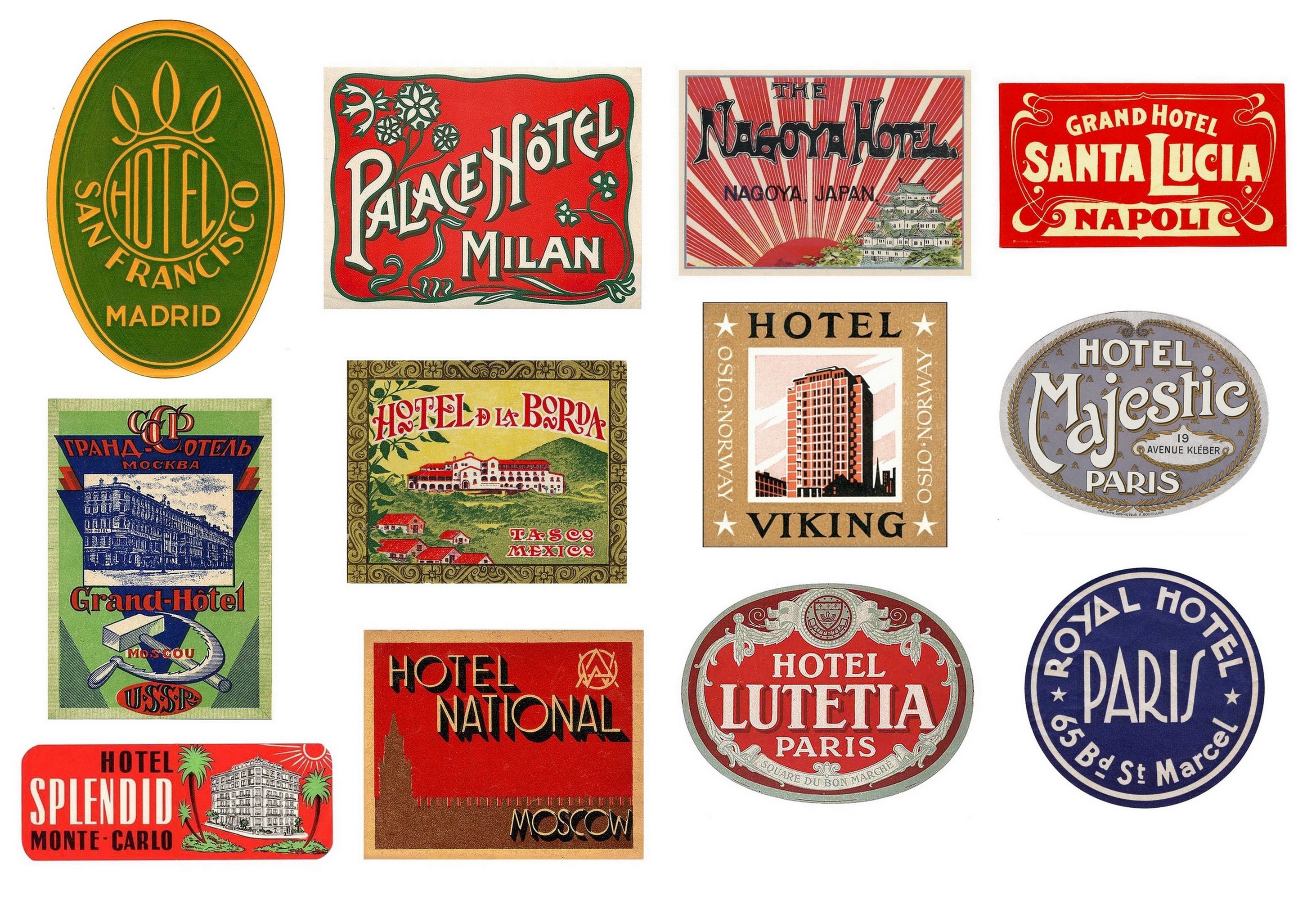 Printable Vintage Hotel Luggage Labels Digital Collage Sheet - Etsy UK