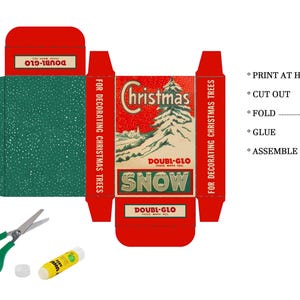 Printable Retro Christmas Ornament Box for Gifts, DIY Vintage Box ...