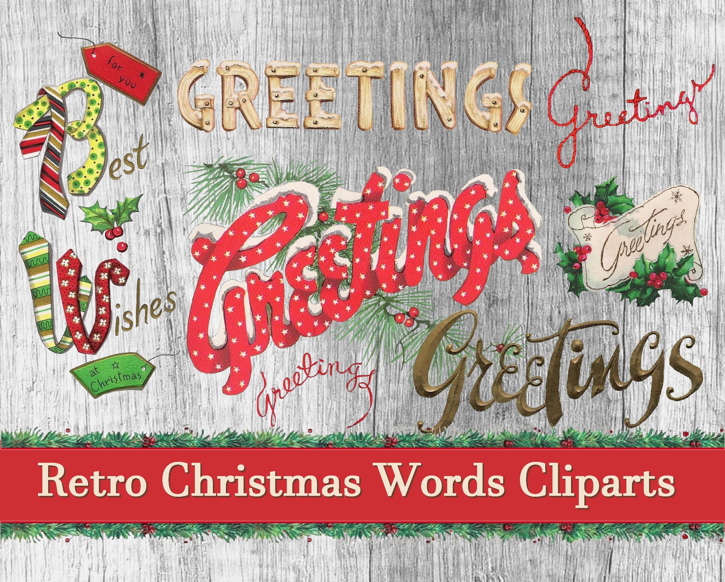 Merry Christmas Words Clipart