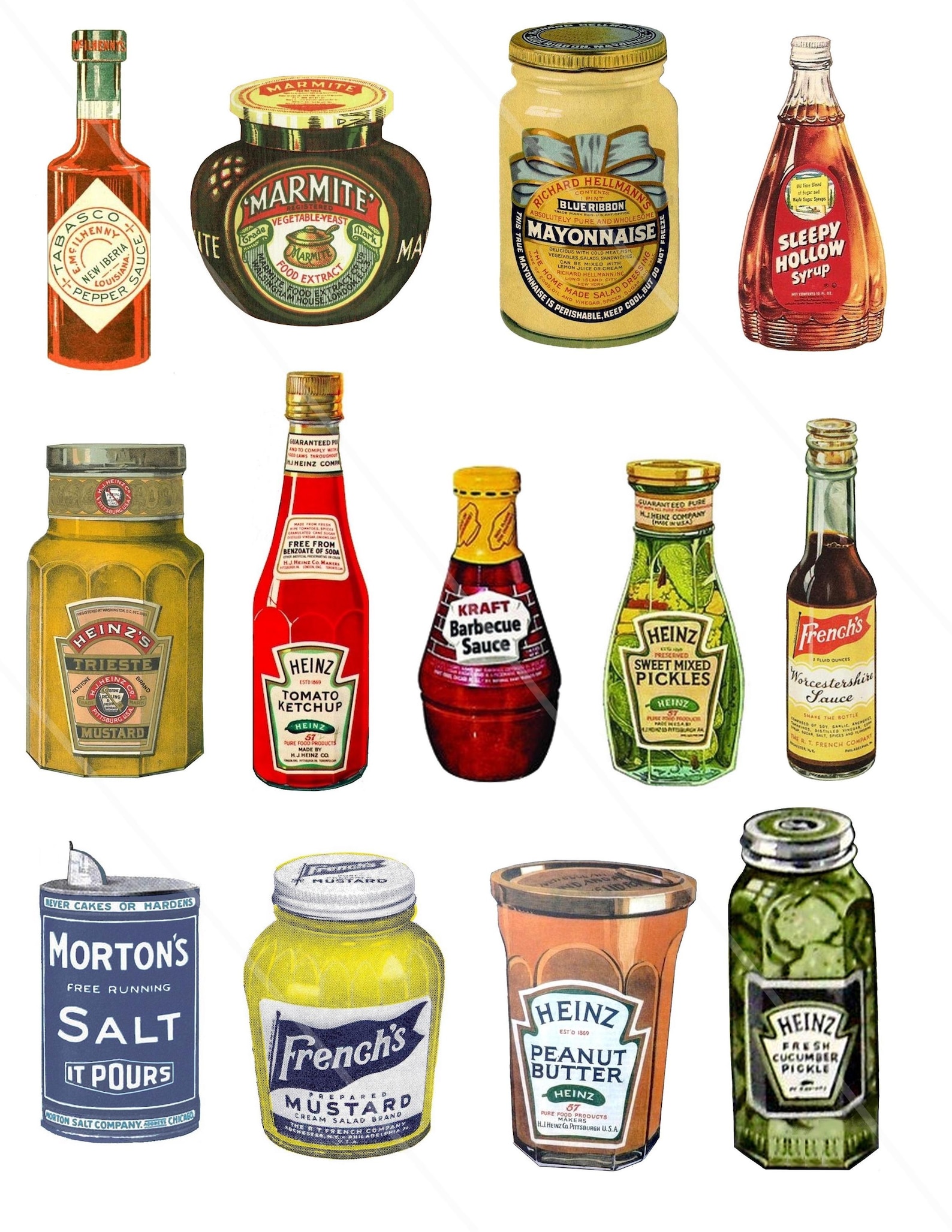 Retro Food Grocery Clipart & Collage Sheets PNG Digital Download ...