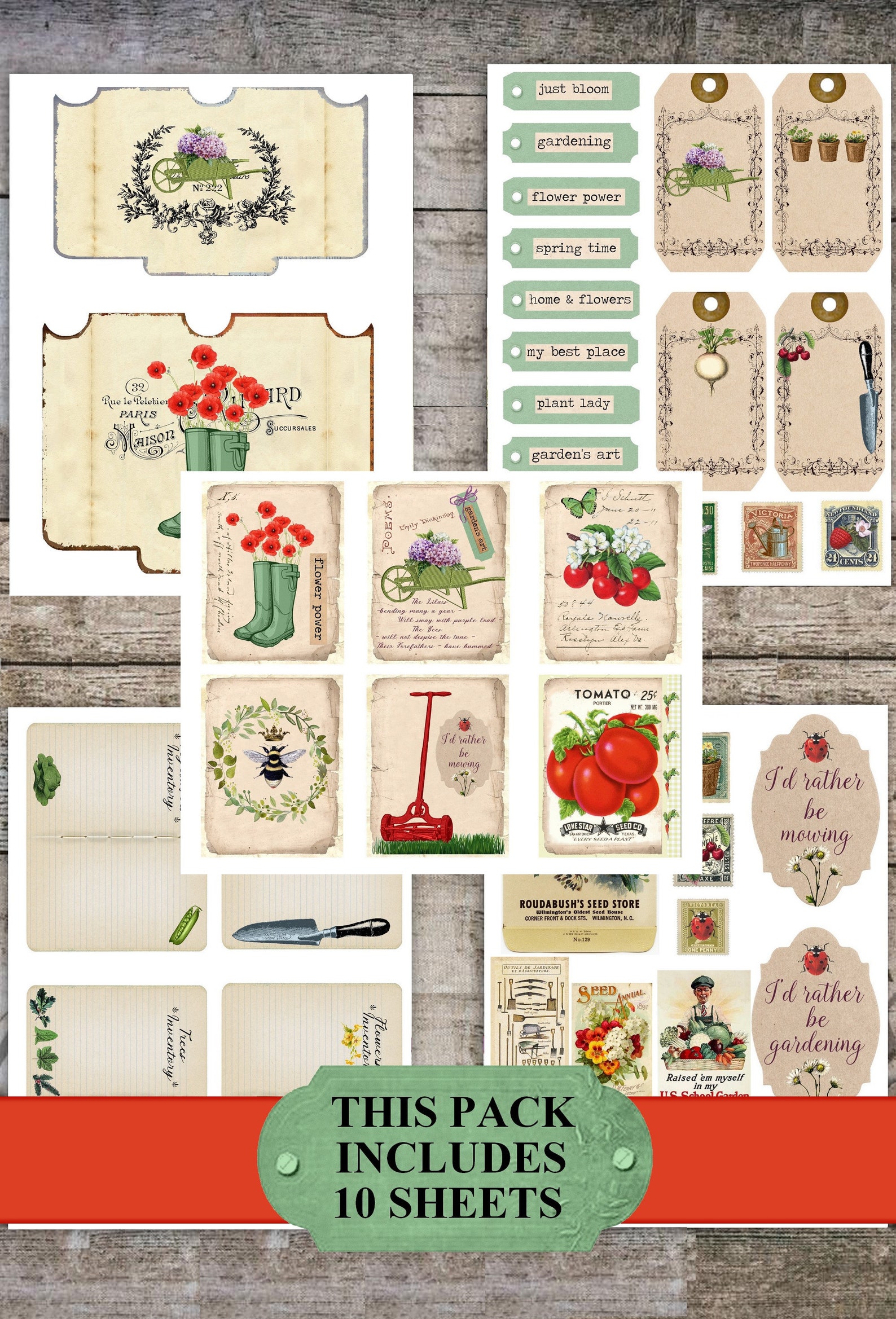 Junk Journal Ephemera Gardening Ephemera Pack Garden Ephemera Etsy