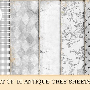 Antique Grey Paper Pack, Junk Journal, Scrapbook Paper, Printable Paper ...