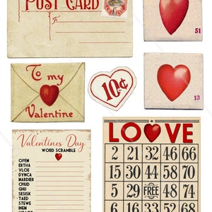 Vintage Valentine's Day Digital Ephemera for Crafts, Junk Journal Love ...
