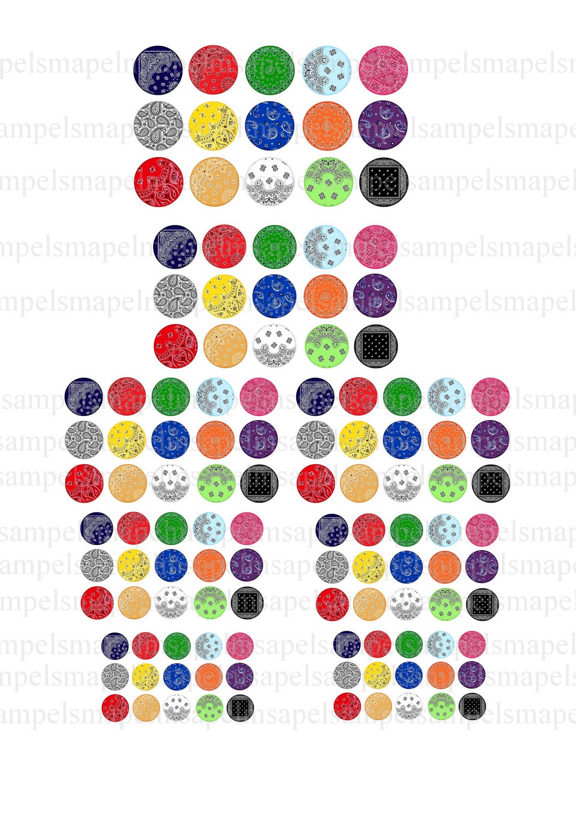 Digital Collage Sheet Circles Bandana American One Inch Circles ...