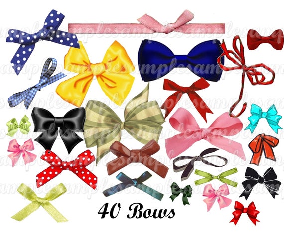 Digital Collage Sheet Bows Ribbon Bows Bows Clipart - Etsy