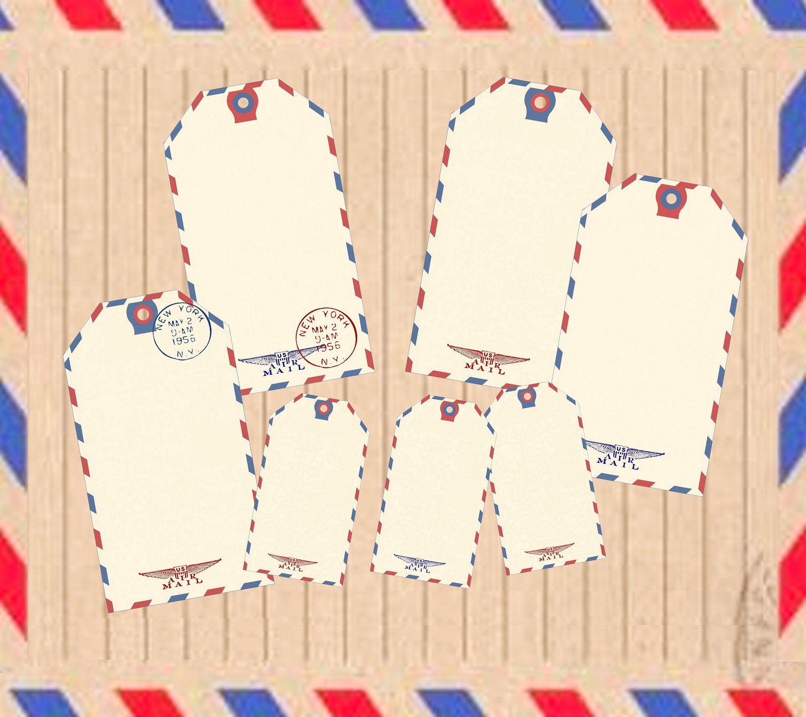 Air Mail Tags Printable Add Text Journaling Journal Craft Hobby ...