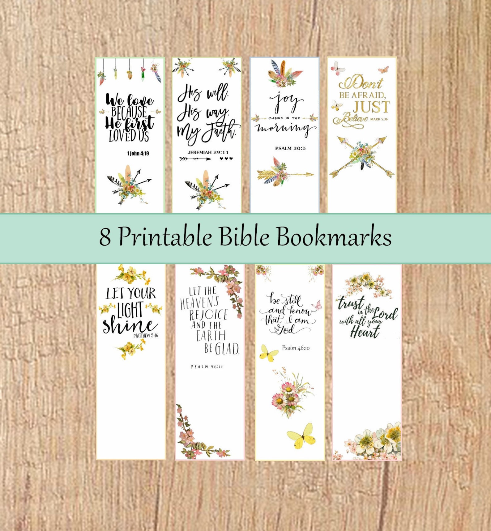 Bible Bookmarks Printable Set of 8 Printable Bookmarks | Etsy