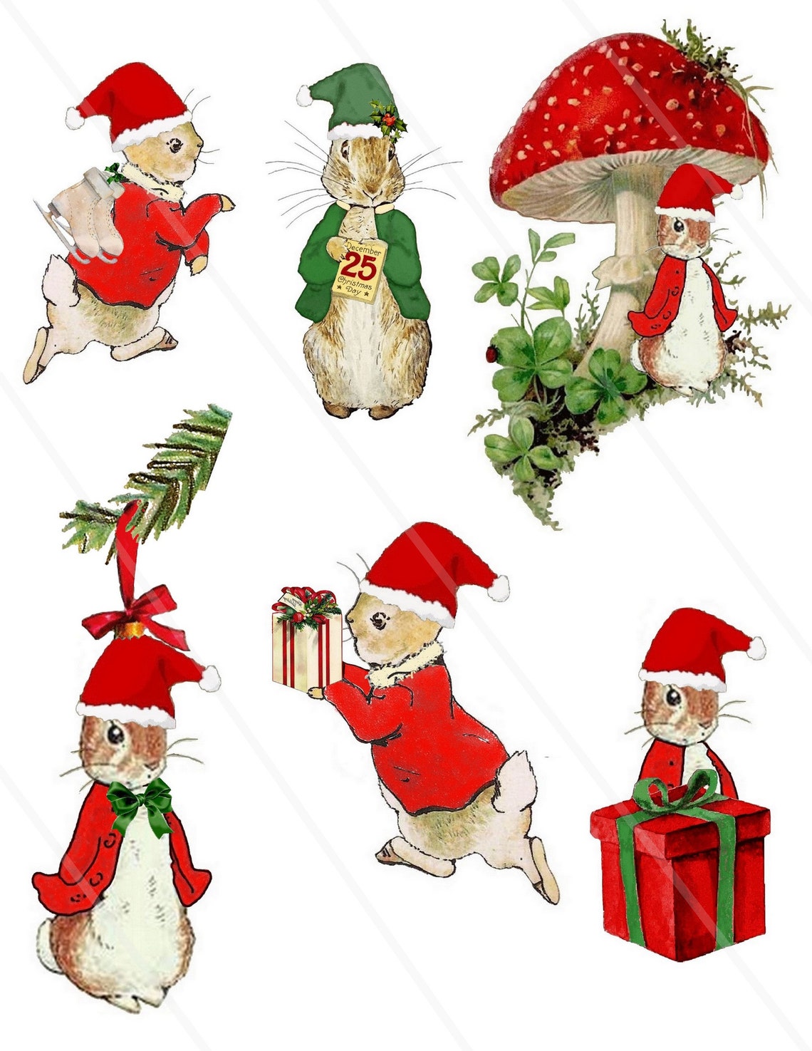 Christmas Peter Rabbit Cliparts, Santa Peter Rabbit, Decoupage, Nursery ...