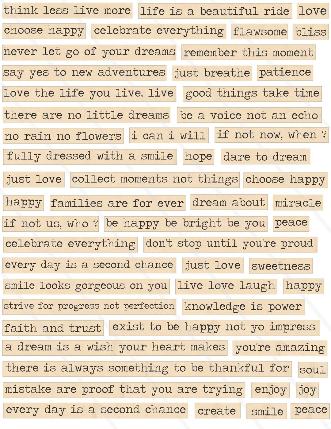 Digital Collage Sheet Phrases Quotes Inspirational Motivation Collage ...