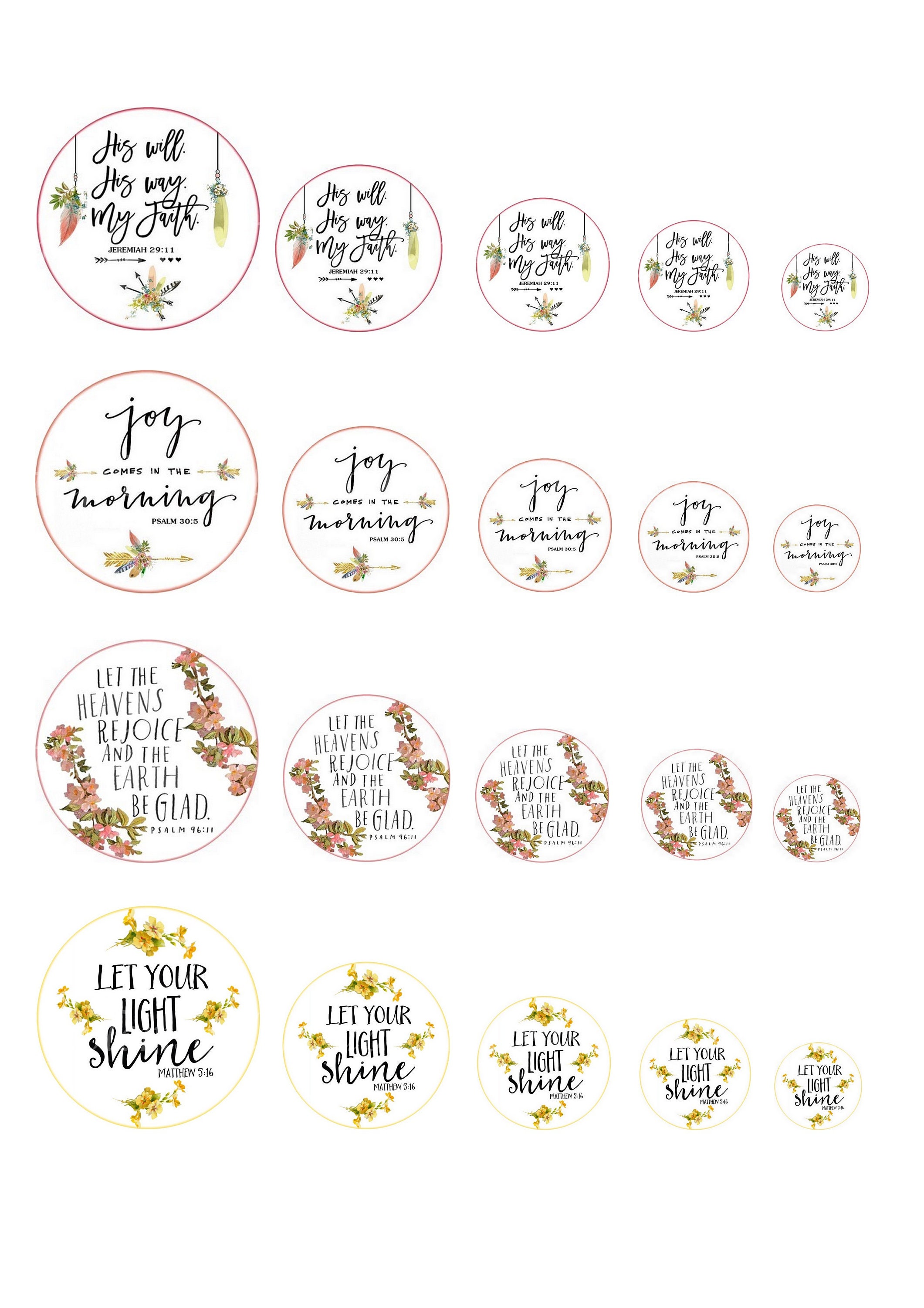 Digital Collage Sheet Circles Bible Verses Circles Images for - Etsy