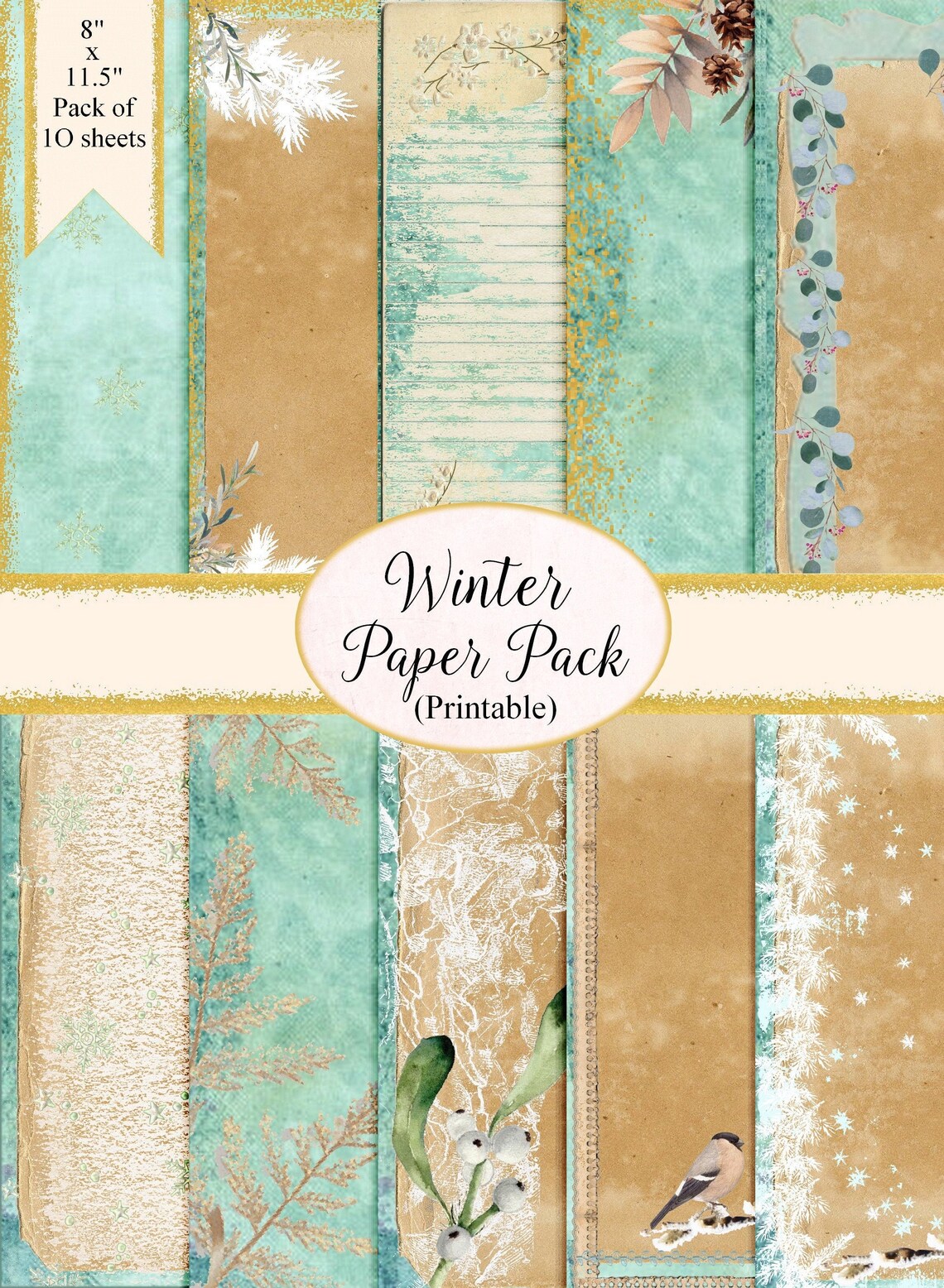 Winter Paper Pack Vintage Paper Journal Pages Junk Journal | Etsy