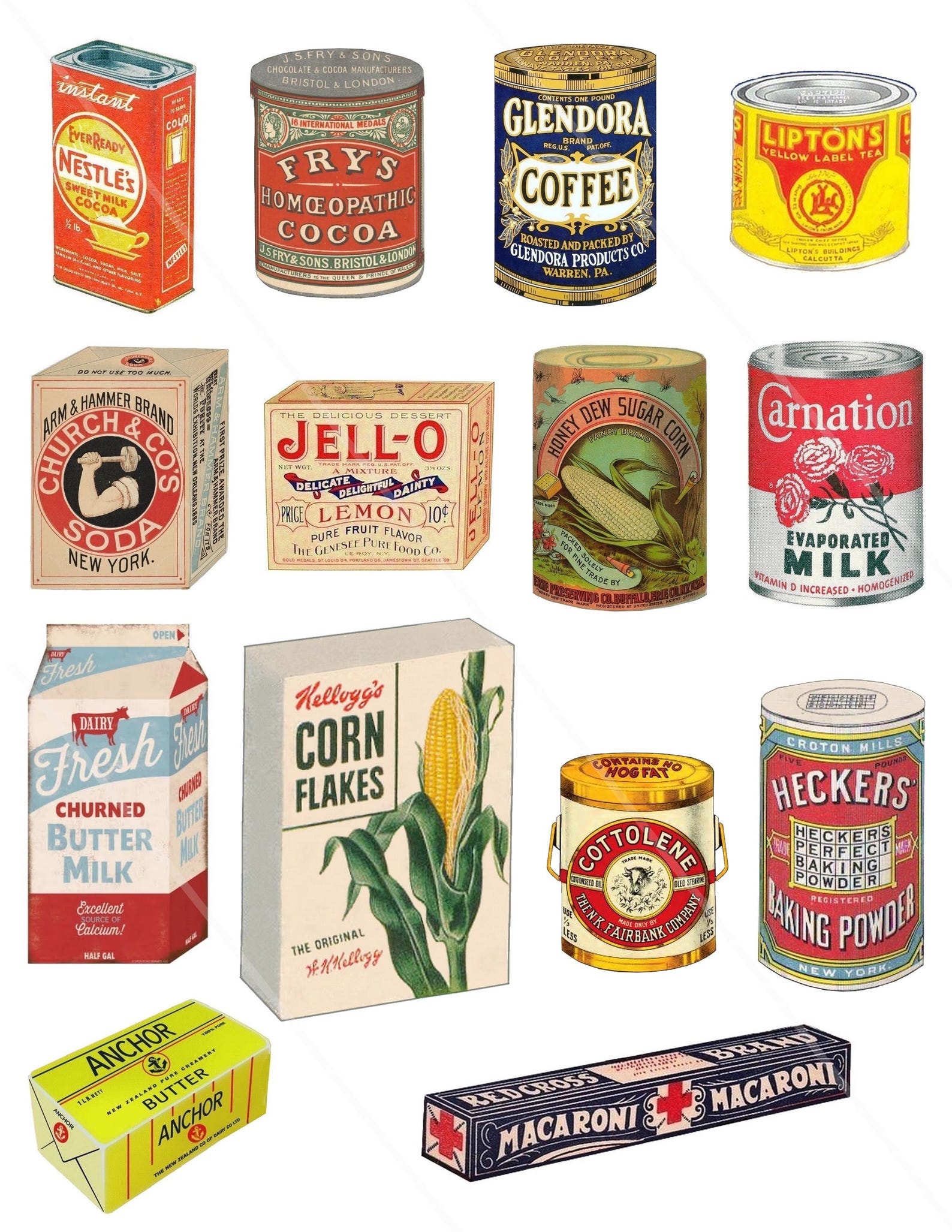 Retro Food Grocery Clipart & Collage Sheets PNG Digital Download ...