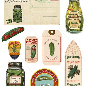 Vintage Pickles Ephemera Pickle Cliparts, Junk Journal Cooking Decor ...