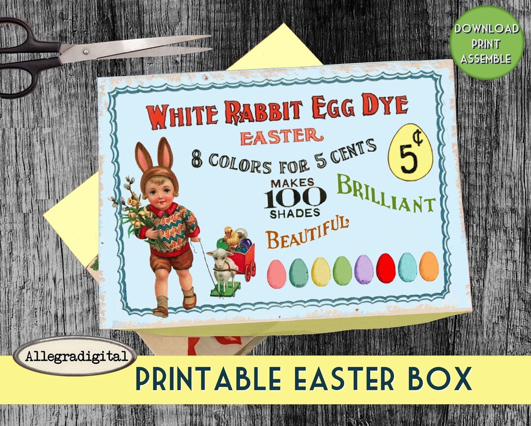 Printable Retro Easter Bunny Treats Box – Vintage Easter Gift Box ...