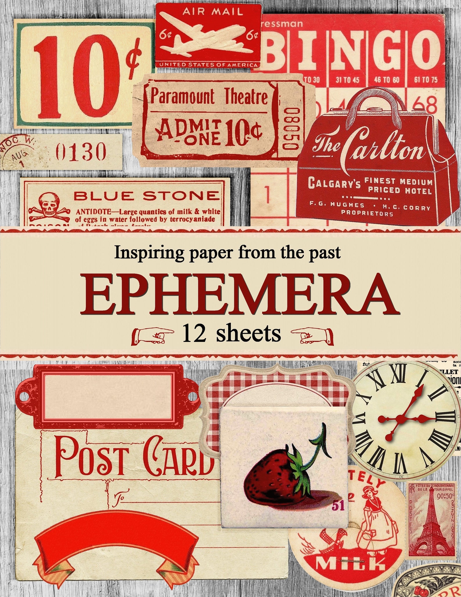 Red Ephemera Pack Instant Download Printable Digital - Etsy