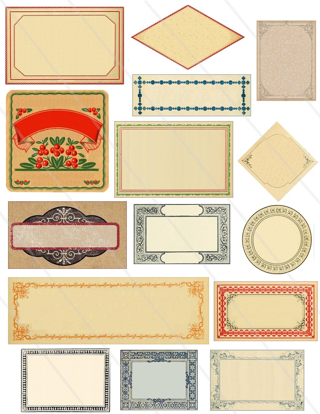 Blank Labels Printable Labels Add Text Organizing Scrapbooking Paper ...