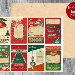 Retro Christmas Tree Tags Printable Gift Tags Hang Tags Journaling ...