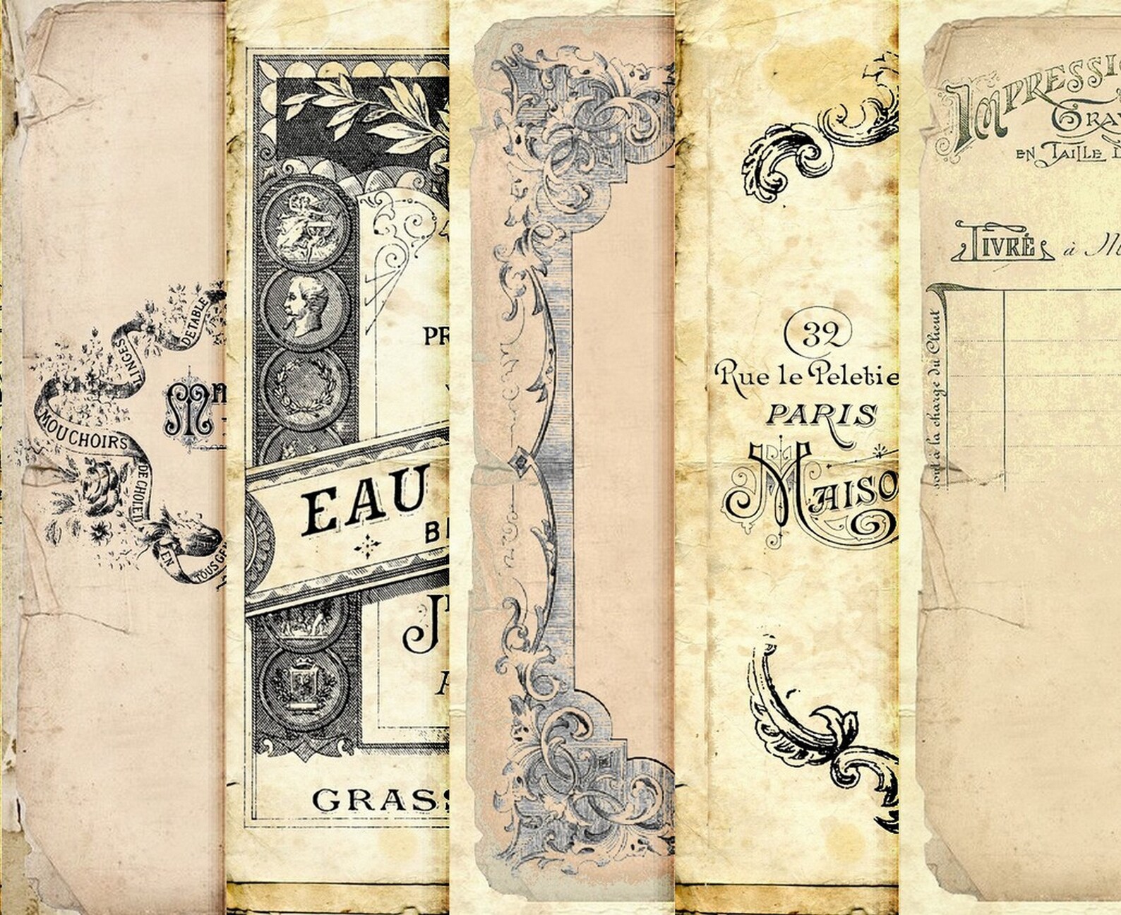 Vintage French Paper Journal, Old Paper Pack, Junk Journal Kit ...