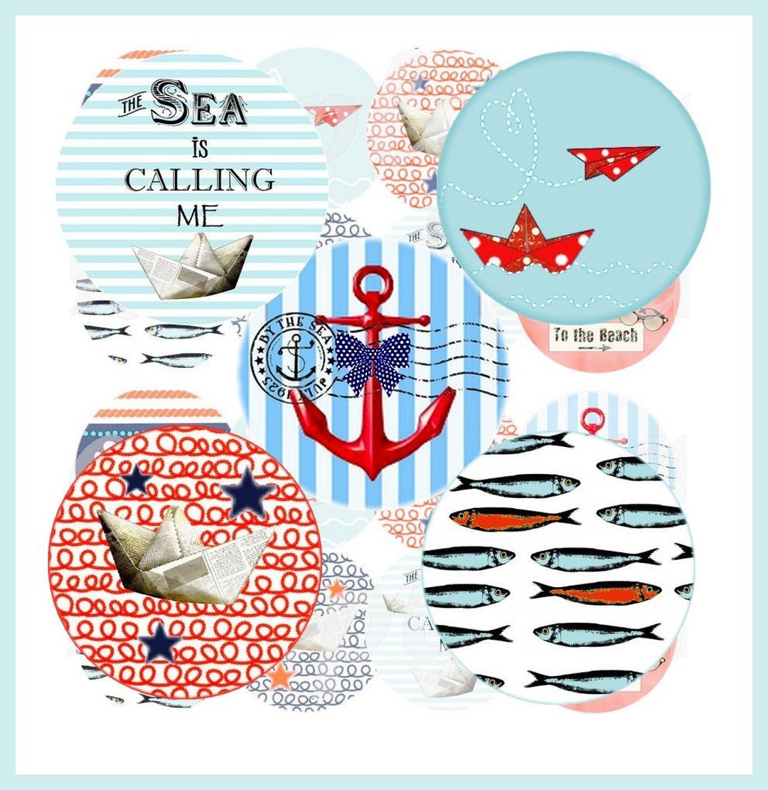 Nautical Circles Anchor Sea Digital Collage Sheet Digital Images ...