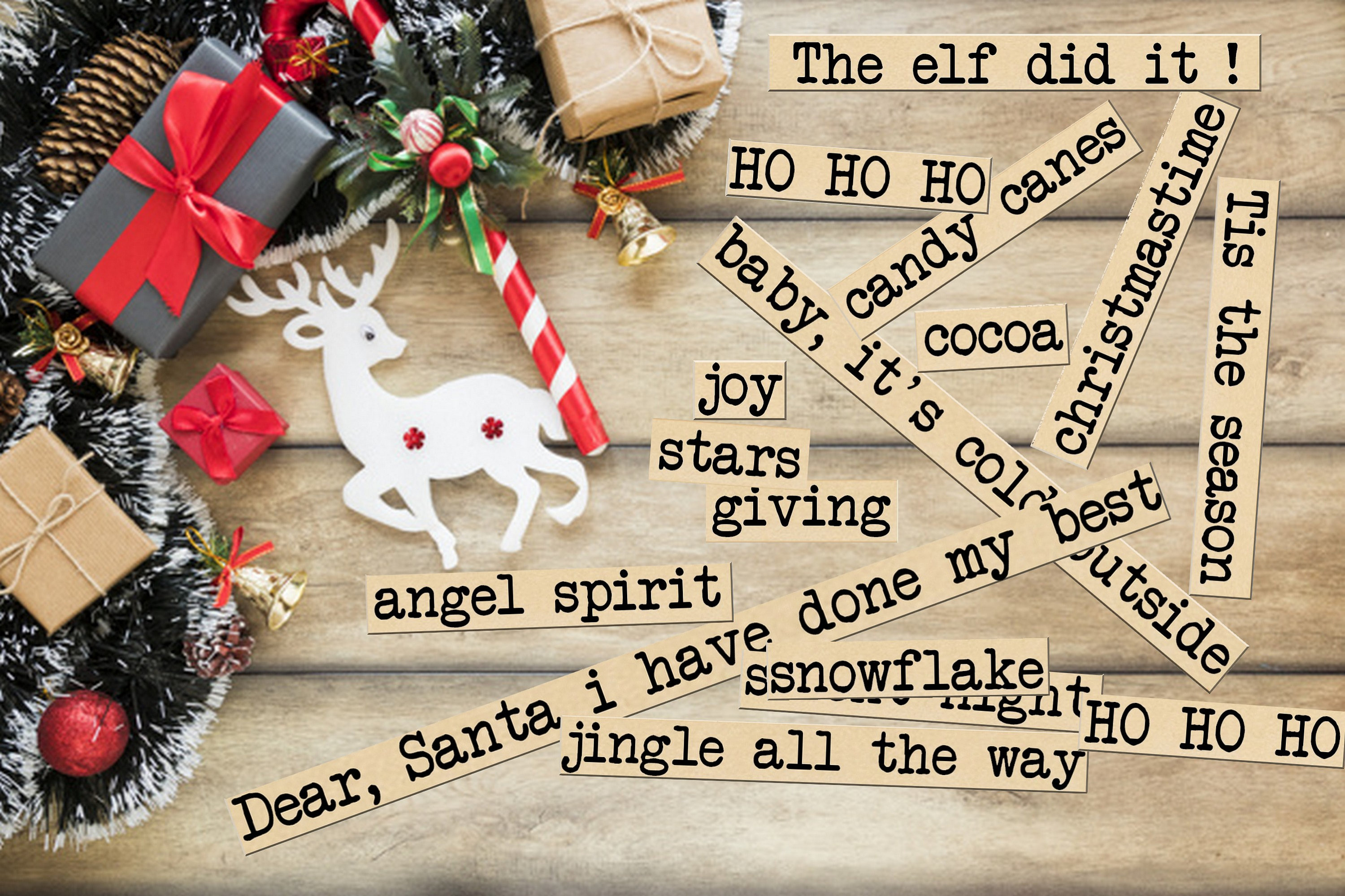 Christmas Words Phrases Printable Papermixed Media Digital | Etsy