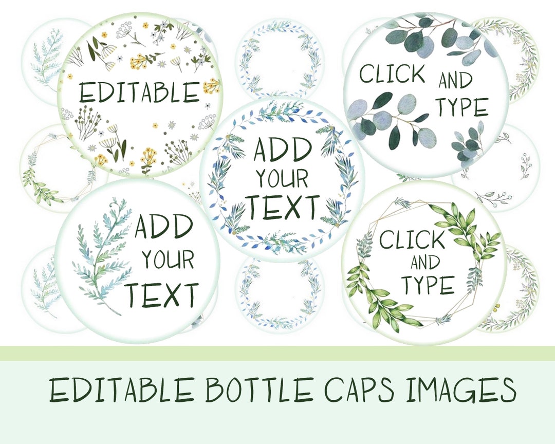 Editable Bottle Cap Collage Sheet 1" Digital Bottle Cap Images Digital ...