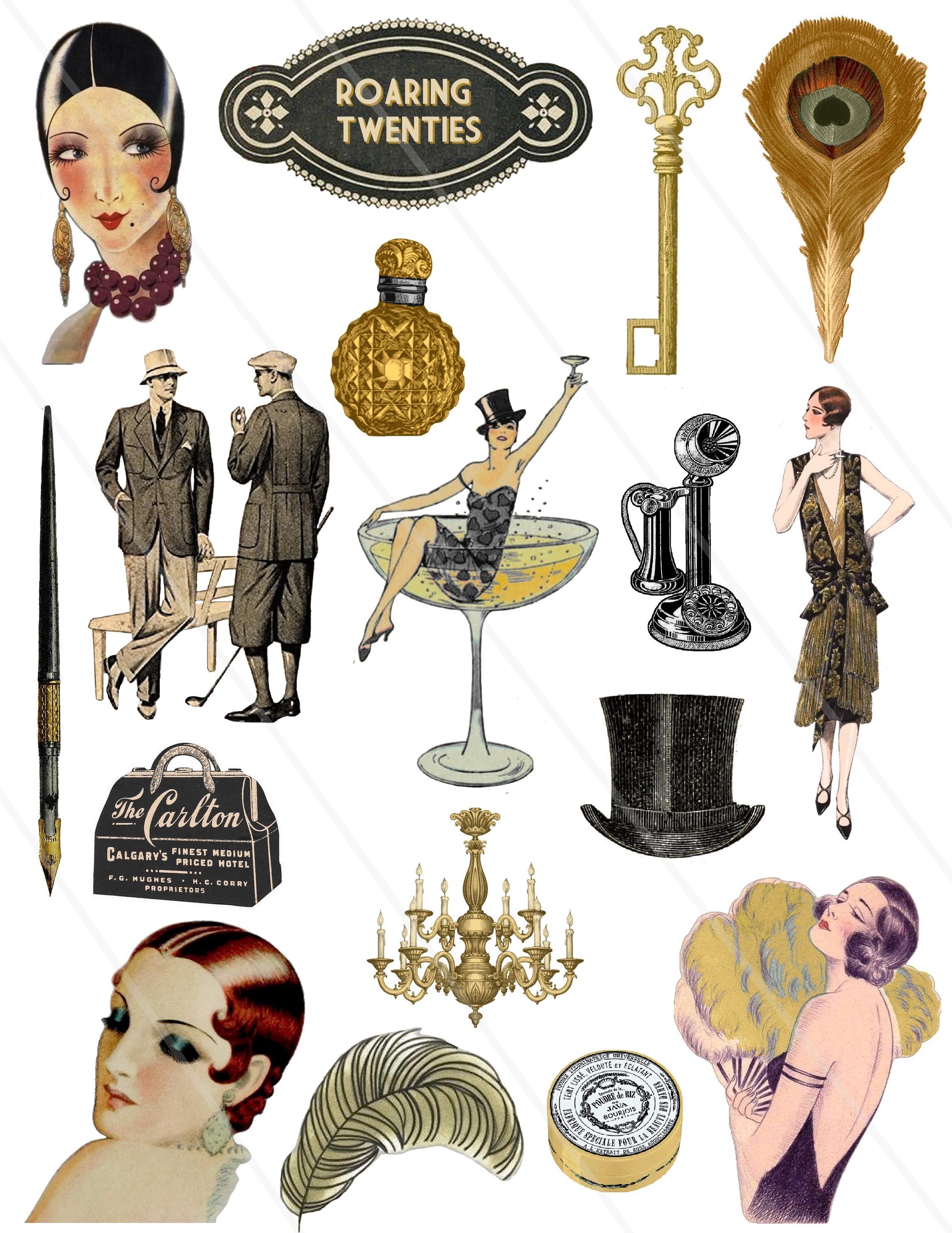The Roaring Twenties Clipart Bundle – 32 Vintage PNG & JPG Images ...