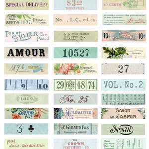 Vintage Numbers Labels Pack, Junk Journal, Tags, Random Numbers ...
