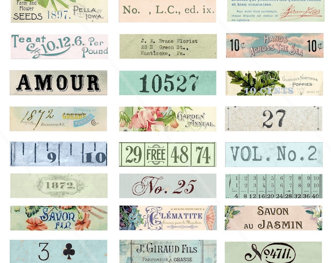 Pastel Vintage Number Labels, Printable Ephemera for Junk Journals and ...