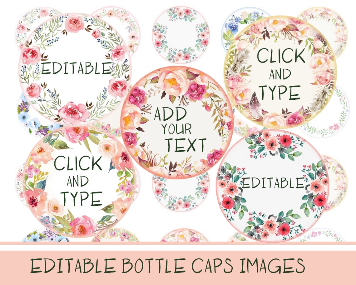 Editable Bottle Cap Collage Sheet 1 Digital Bottle Cap - Etsy Canada