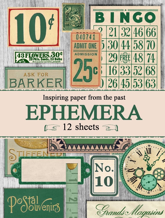 Green Ephemera Pack Instant Download Printable Digital - Etsy