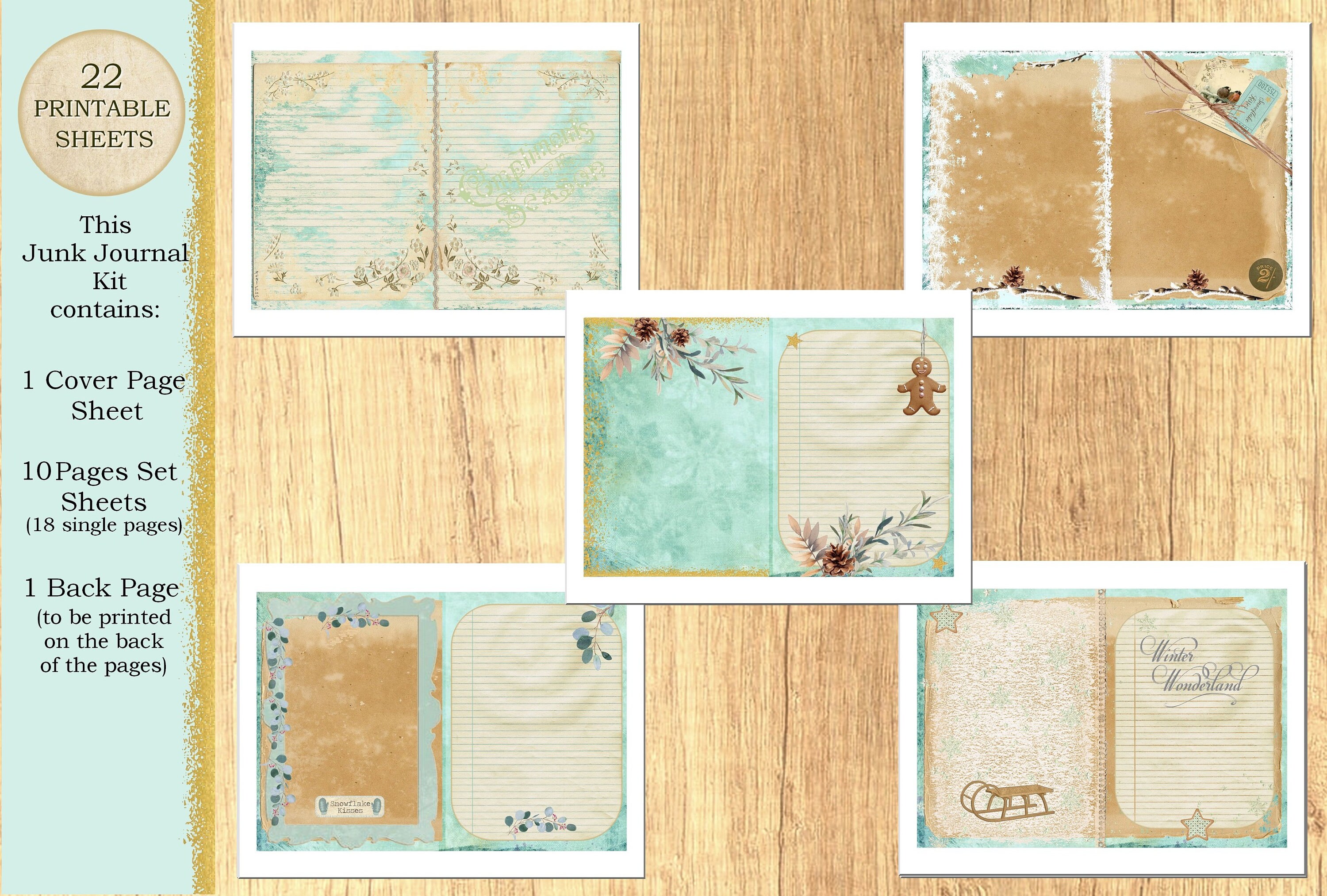 Winter Journal Kit vintage Holiday Junk Journal Instant | Etsy