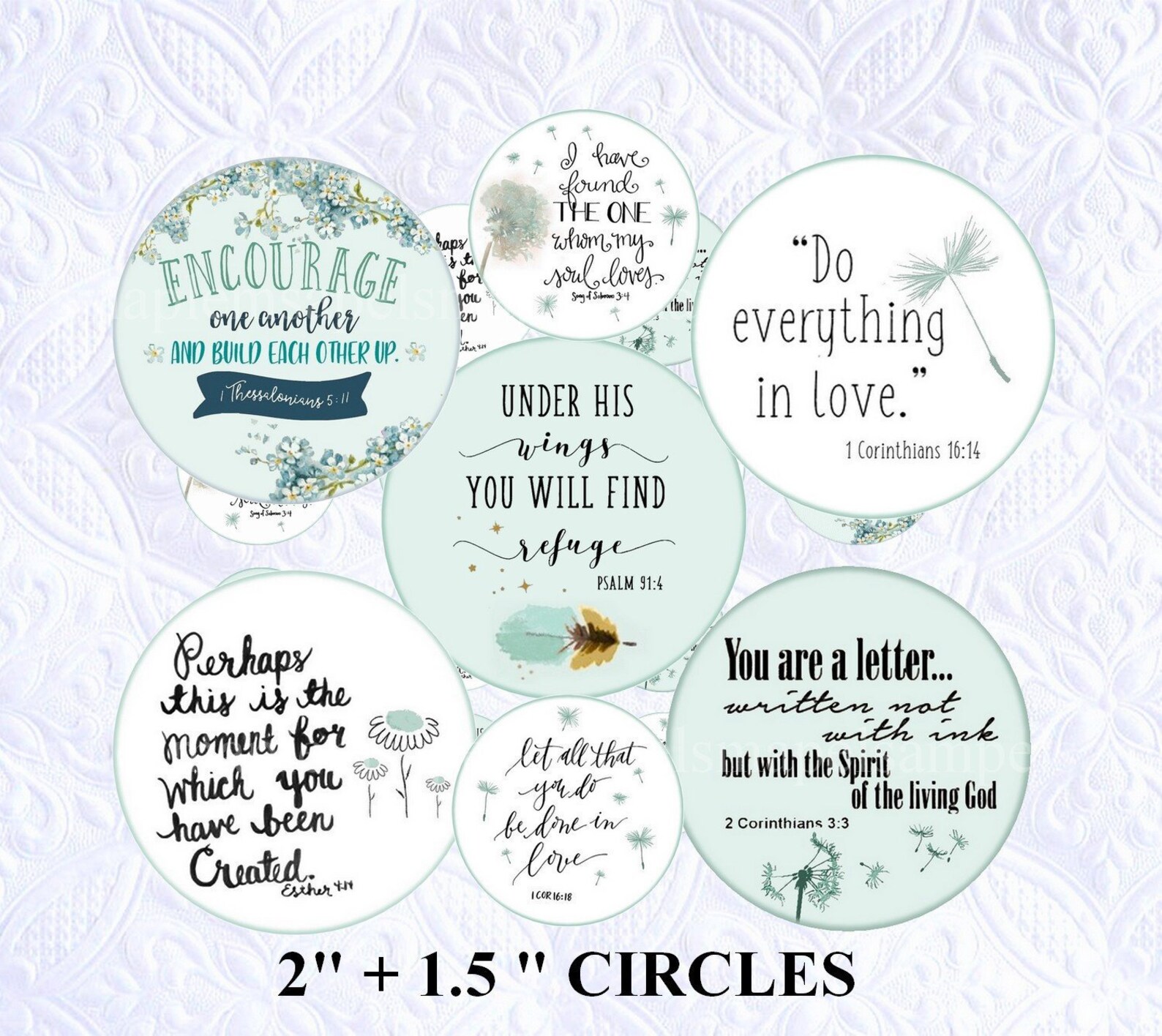 Digital Collage Sheet Circles Bible Verses 2 Inch 1.5 - Etsy