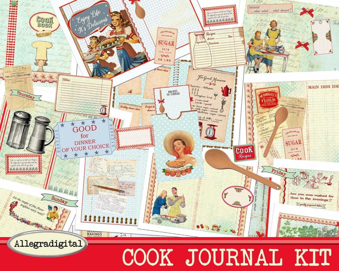 Retro Cook Journal Kit – Vintage Recipe Printable Journal | DIY Retro ...