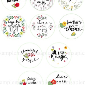 Digital Collage Sheet Circles Motivational Inspirational Saying Quotes ...