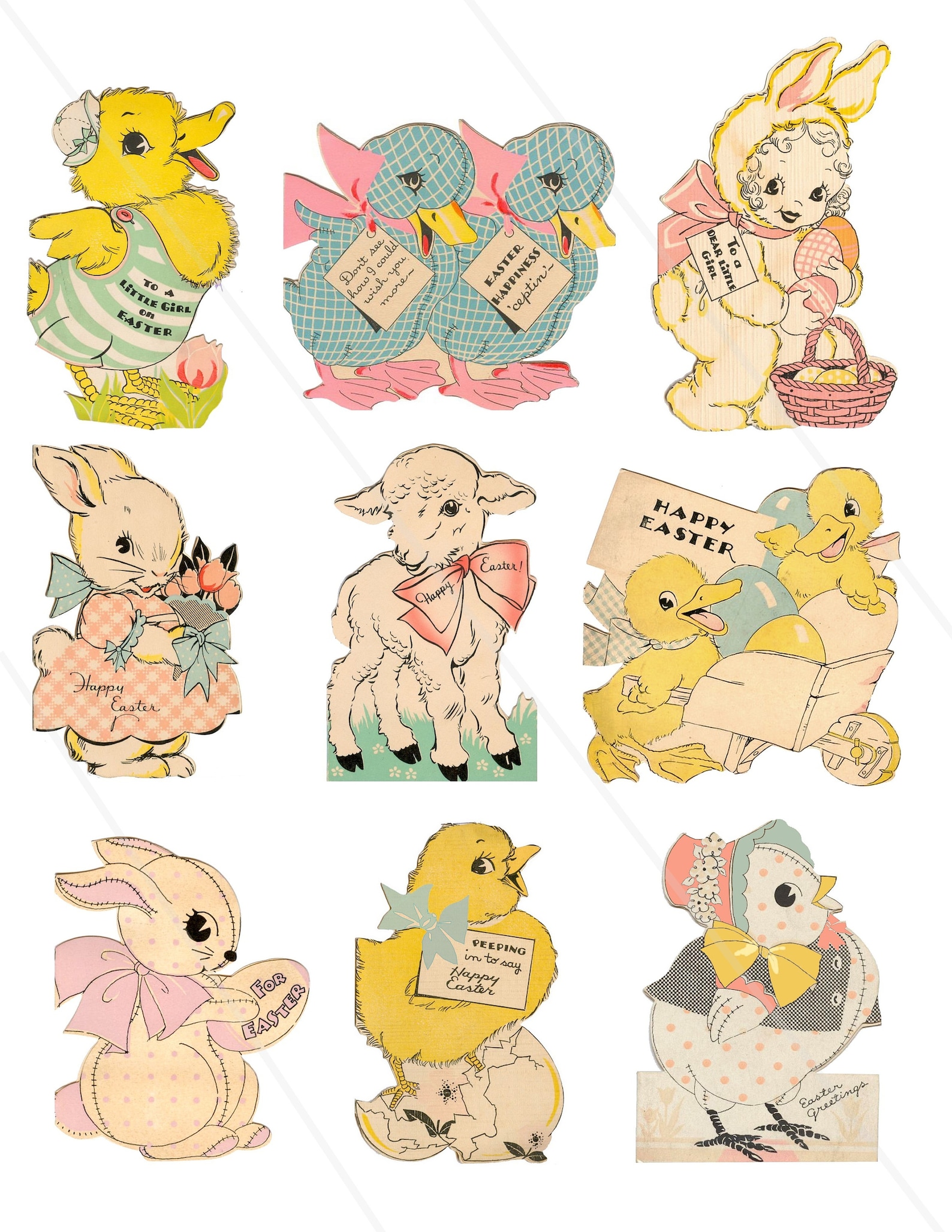 Retro Easter Cliparts Vintage Easter PNG Ephemera Easter Printables ...