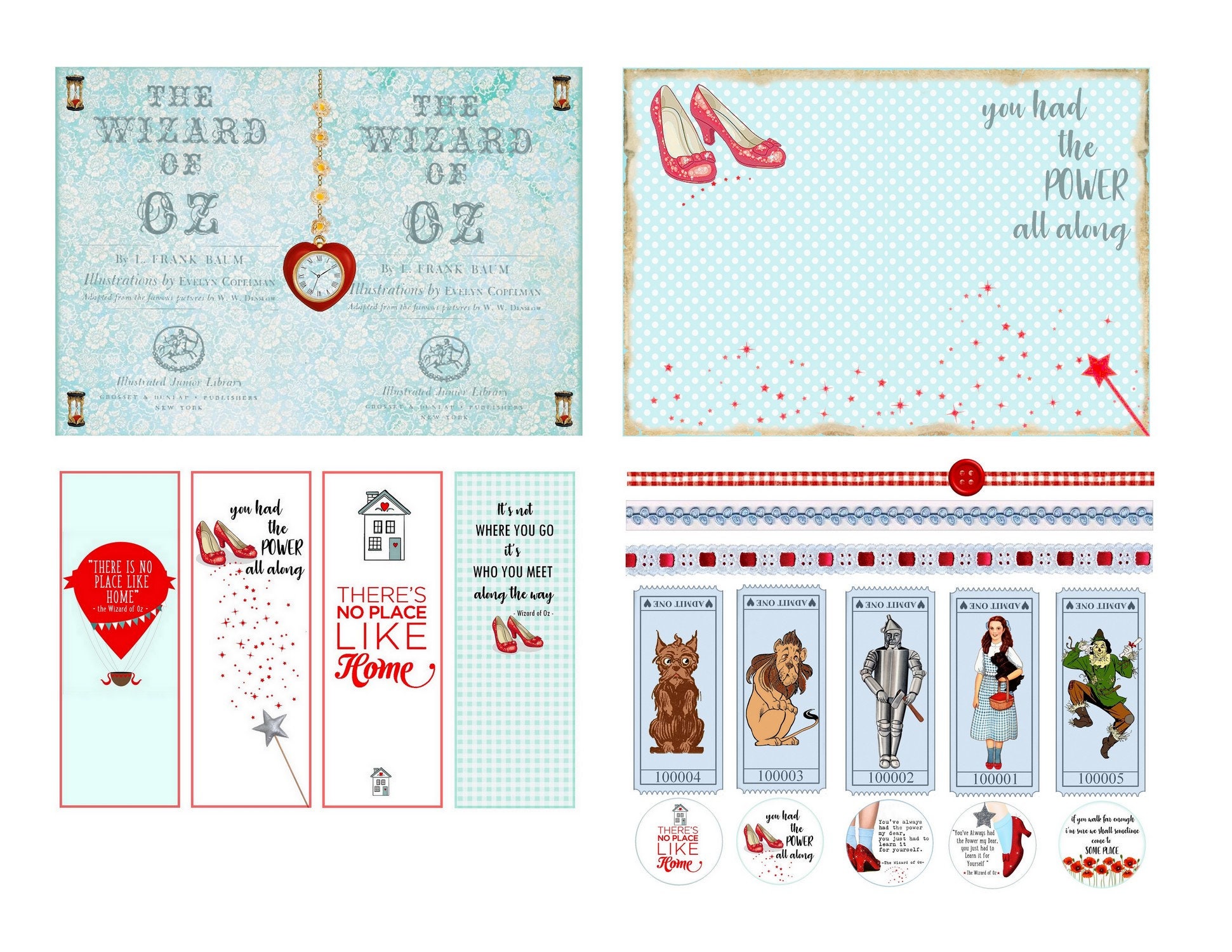 The Wizard of Oz Junk Journal Kit , Scrapbooking Journal Paper Pack ...