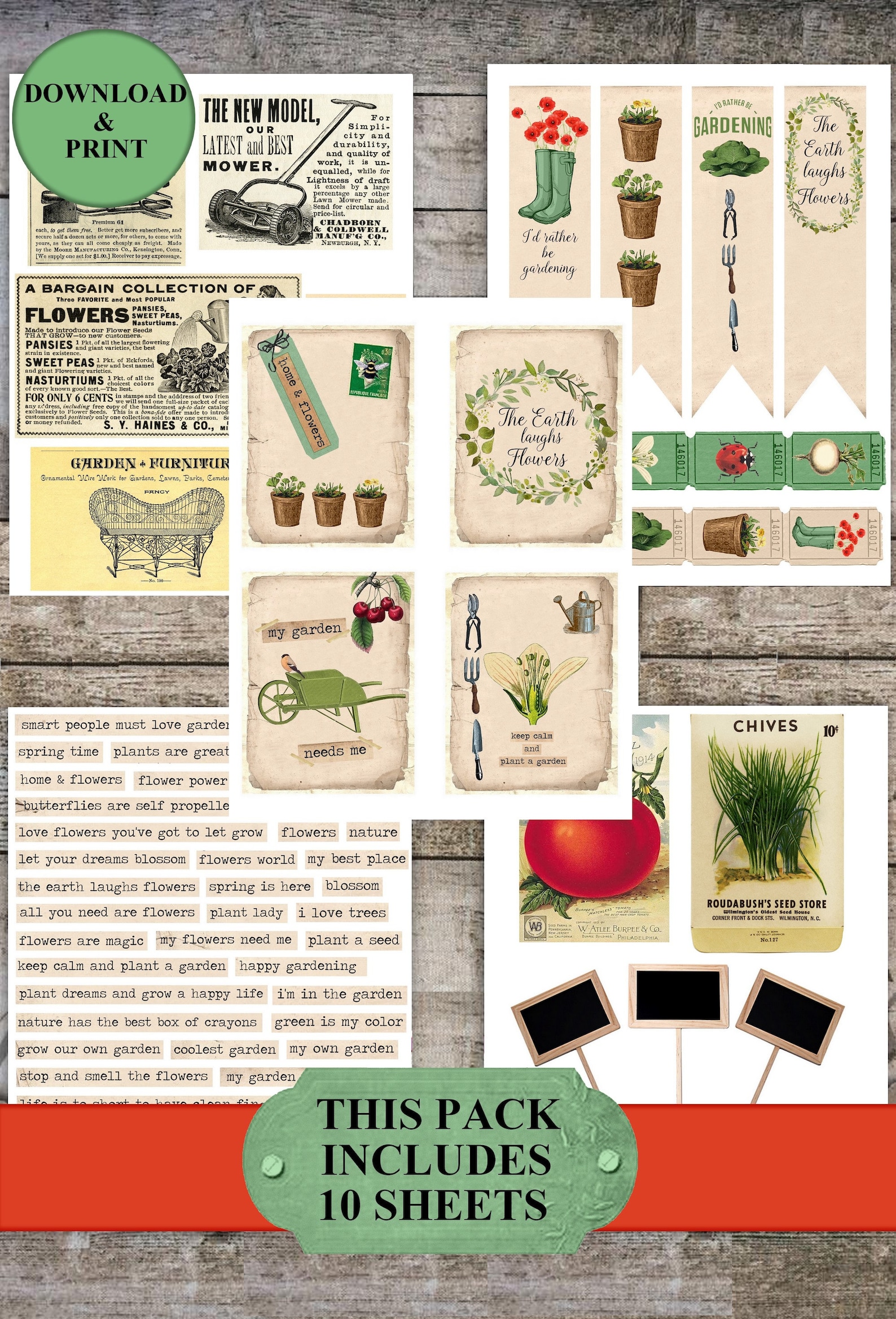 Junk Journal Ephemera Gardening Ephemera Pack Garden Ephemera Etsy