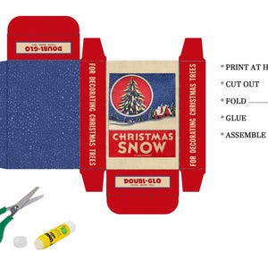 Printable Retro Christmas Ornament Box for Gifts DIY Vintage Box ...