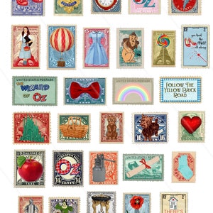 Printable Stamps the Wizard of Oz Ephemera, Junk Journal Supplies ...