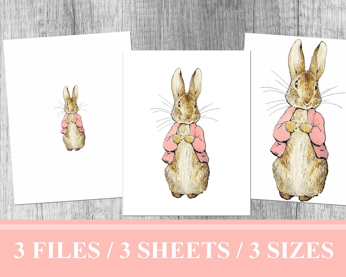 Digital Collage Sheet Peter Rabbit Pink Jacket Beatrix Potter, Instant ...