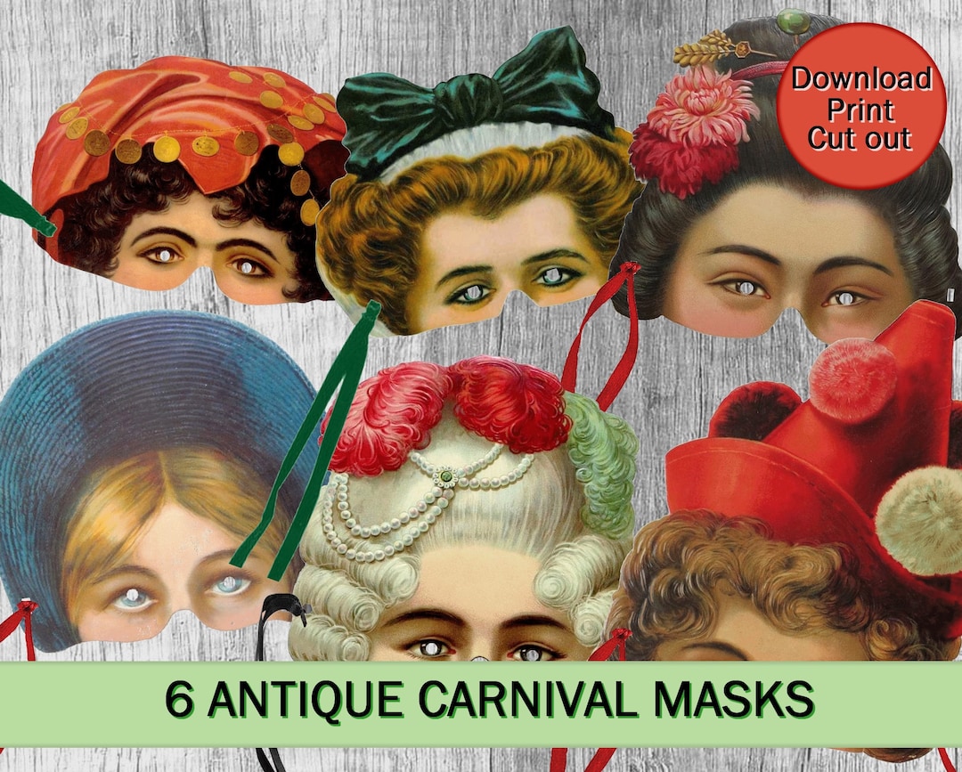 Victorian Half Mask Pack Carnival Antique Masks Victorian Antique Paper ...