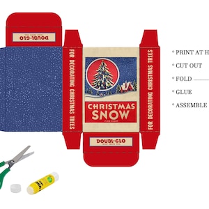 Printable Retro Christmas Ornament Box for Gifts, DIY Vintage Box ...