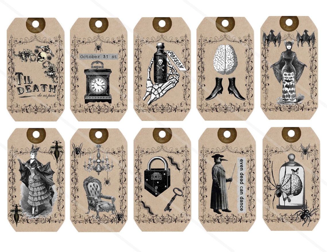 Vintage Halloween Tags Instant Download Printable Gift Tags - Etsy