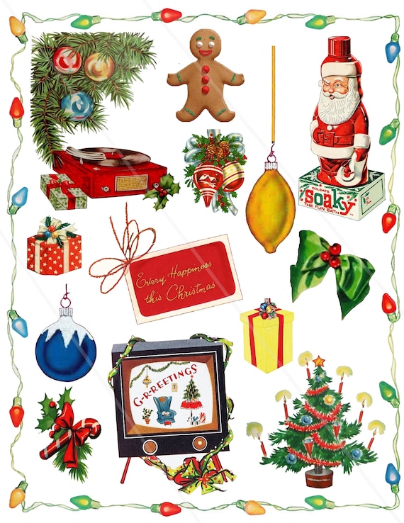 Retro Christmas Cliparts Christmas 50's Fifties Clip Art - Etsy