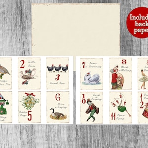 Twelve Days of Christmas Printable Cards, Retro Christmas Downloads ...