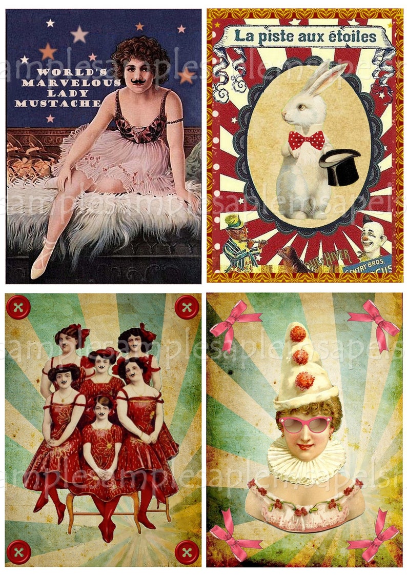 Circus Digital Collage Sheet Digital Collage Sheet ATC Size - Etsy