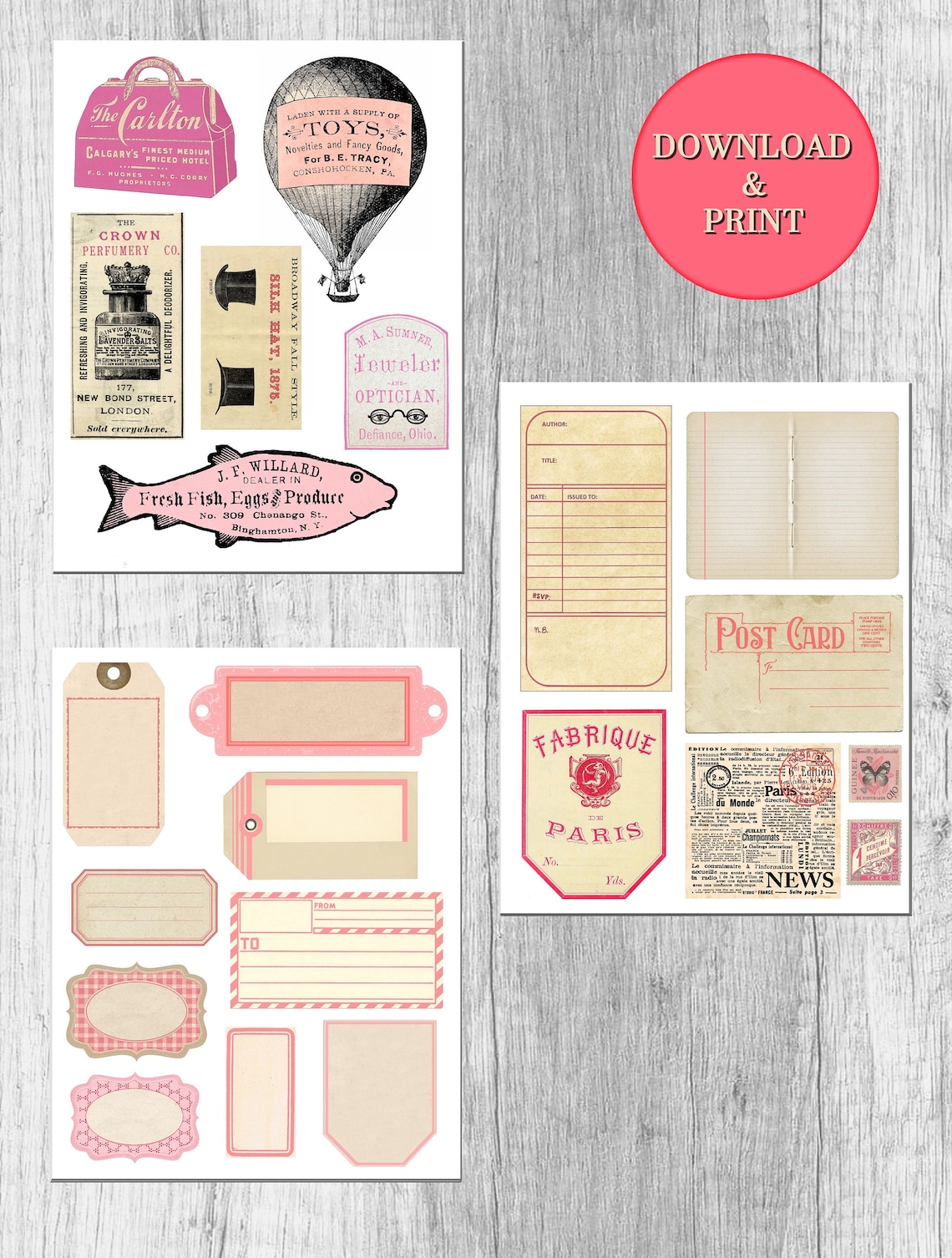 Pink Ephemera Pack Instant Download Printable Digital - Etsy