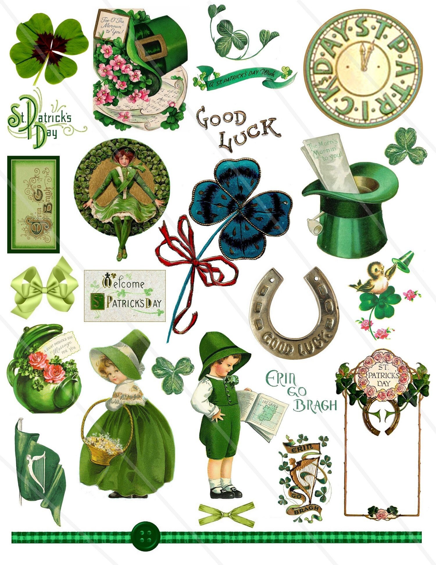 Saint Patrick's Day Clipart Vintage Clipart Digital Collage Sheet ...