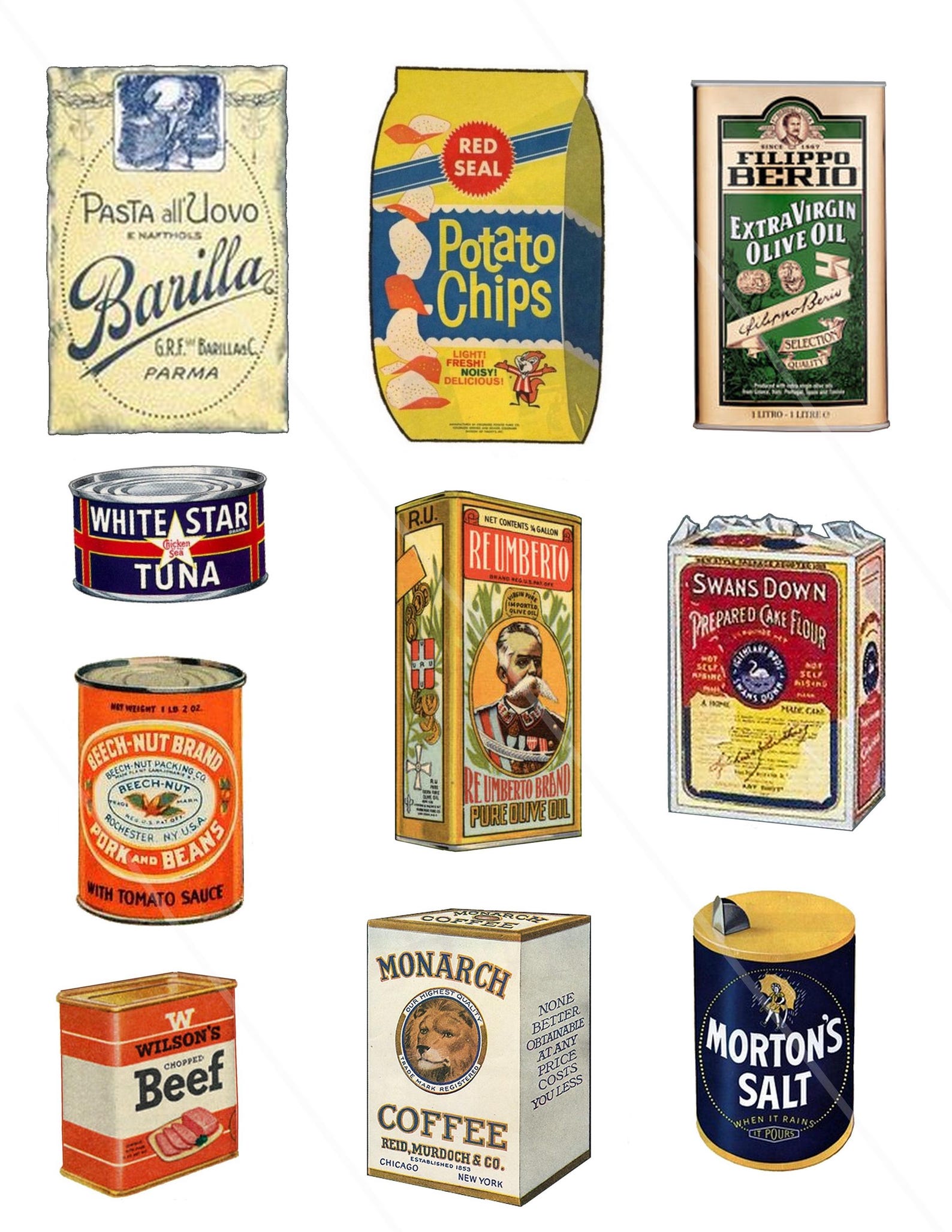 Retro Food Grocery Clipart & Collage Sheets PNG Digital Download ...